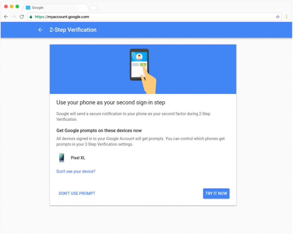 Google prompt como opción principal para la verificación en dos pasos ...