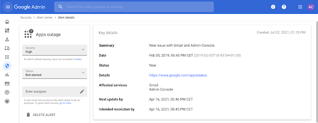 Atualizações nos alertas de status dos serviços e no painel de status ...